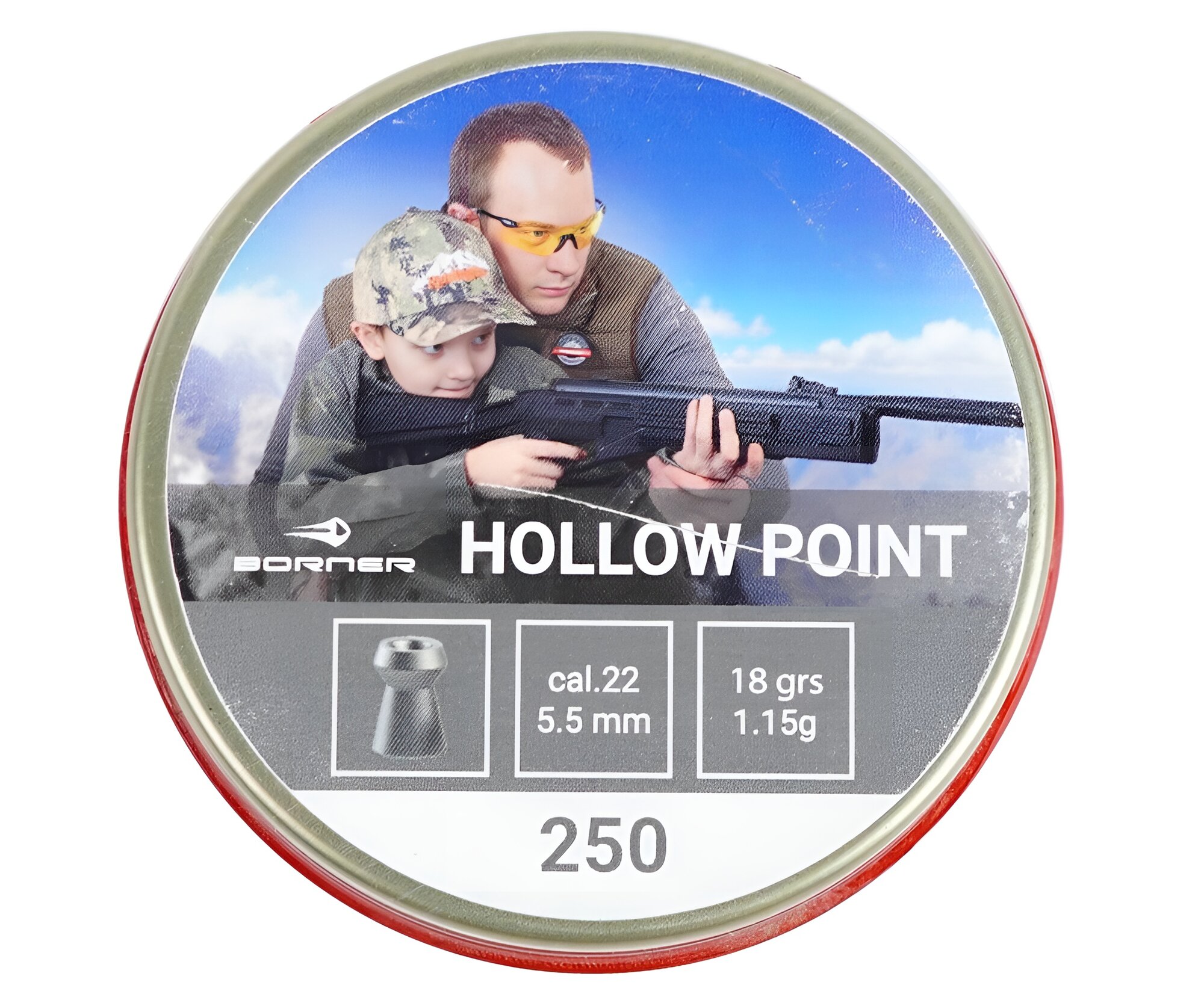 Пули Borner Hollow Point для пневматики, 5,5 мм, 1,15 гр, 250 шт.