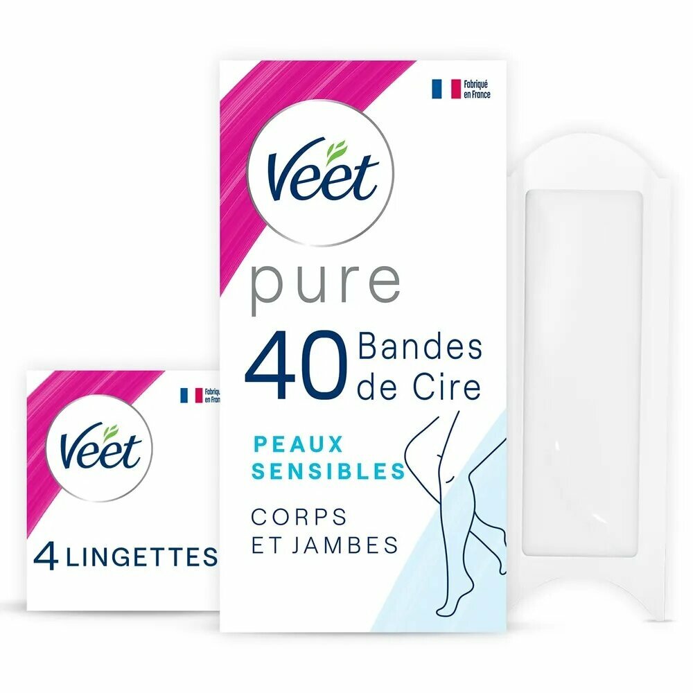 Veet Pure Гипоаллергенные восковые полоски для чувствительной кожи, 40 штук