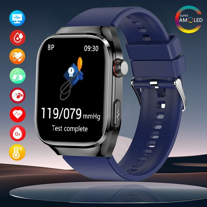 650mAh Cмарт часы мужские женские с экг и измерением давления, умные часы функцией вызова по Bluetooth/Мочевая кислота, липиды крови