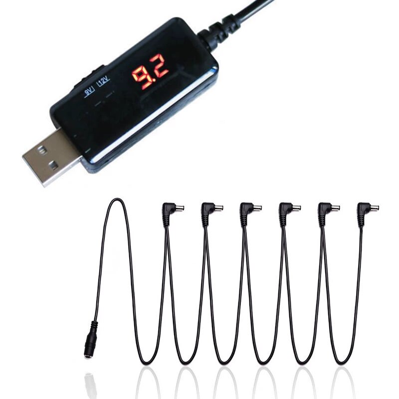 Кабель адаптера питания для эффектных педалей гитары Y-разветвитель USB-DC 5V-9V выход 12V для подключения шести