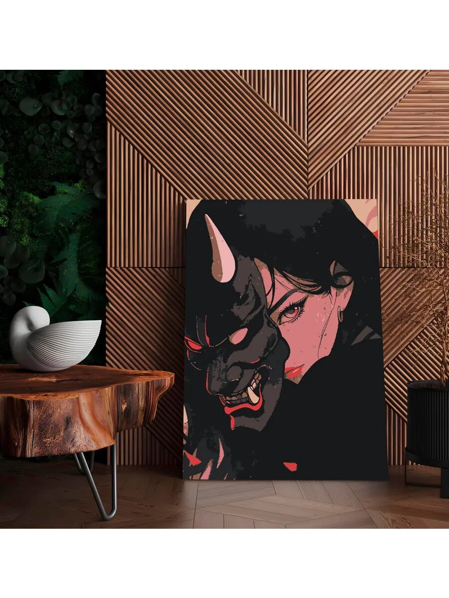 Картина по номерам Аниме_Демоны_Темные_Девушка маске-демона