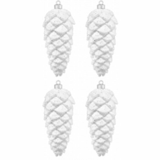 Елочная игрушка Elan Gallery Набор 4шт Шишки 6*14 см белый