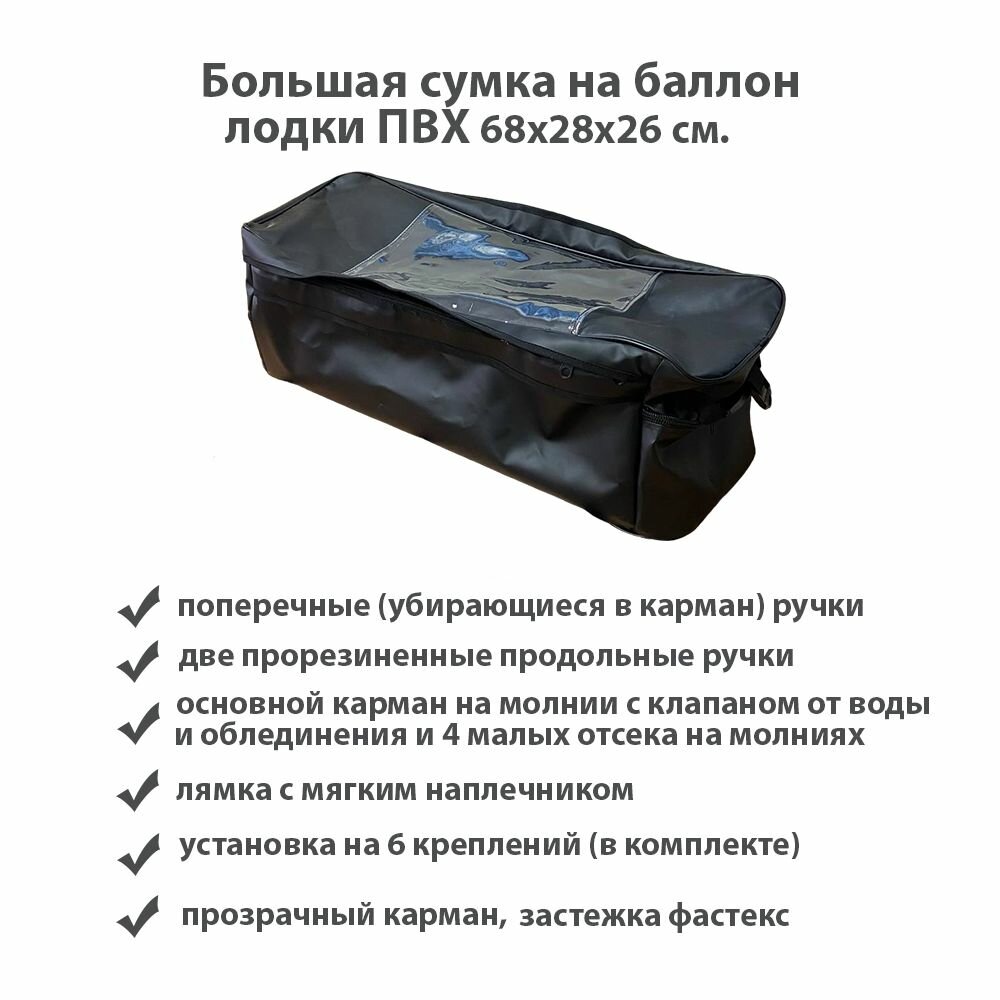 Сумка на баллон надувной лодки пвх, для рыбалки большая (черный)