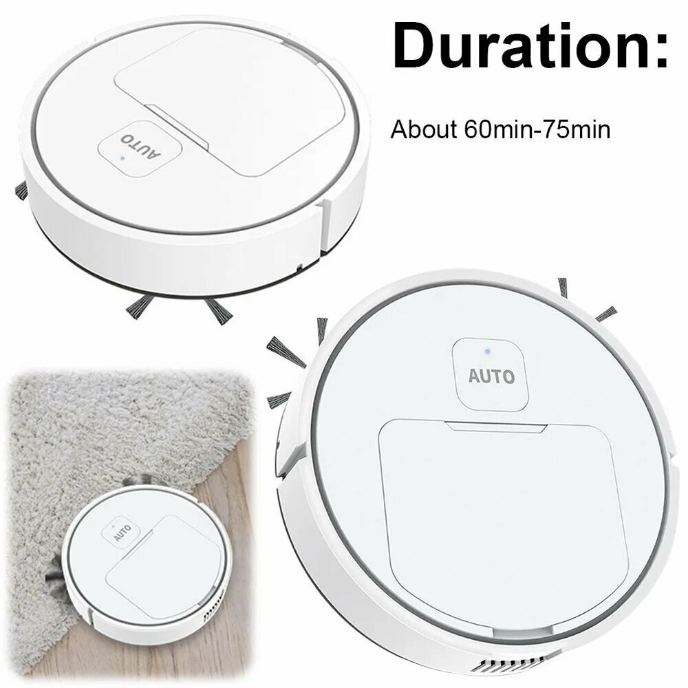 Milochic Робот-пылесос Робот-подметальщик USB Перезаряжаемый робот-пылесос с всасыванием 1000 Па, белый