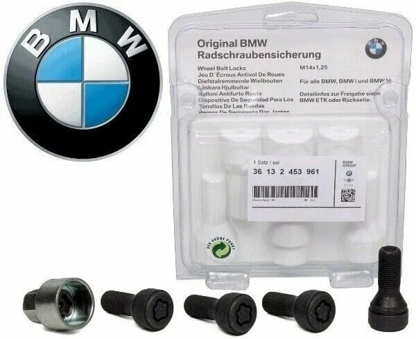 BMW Болт автомобильный, Болт-секретка М14 х 1,25, 27 мм, 4 шт.