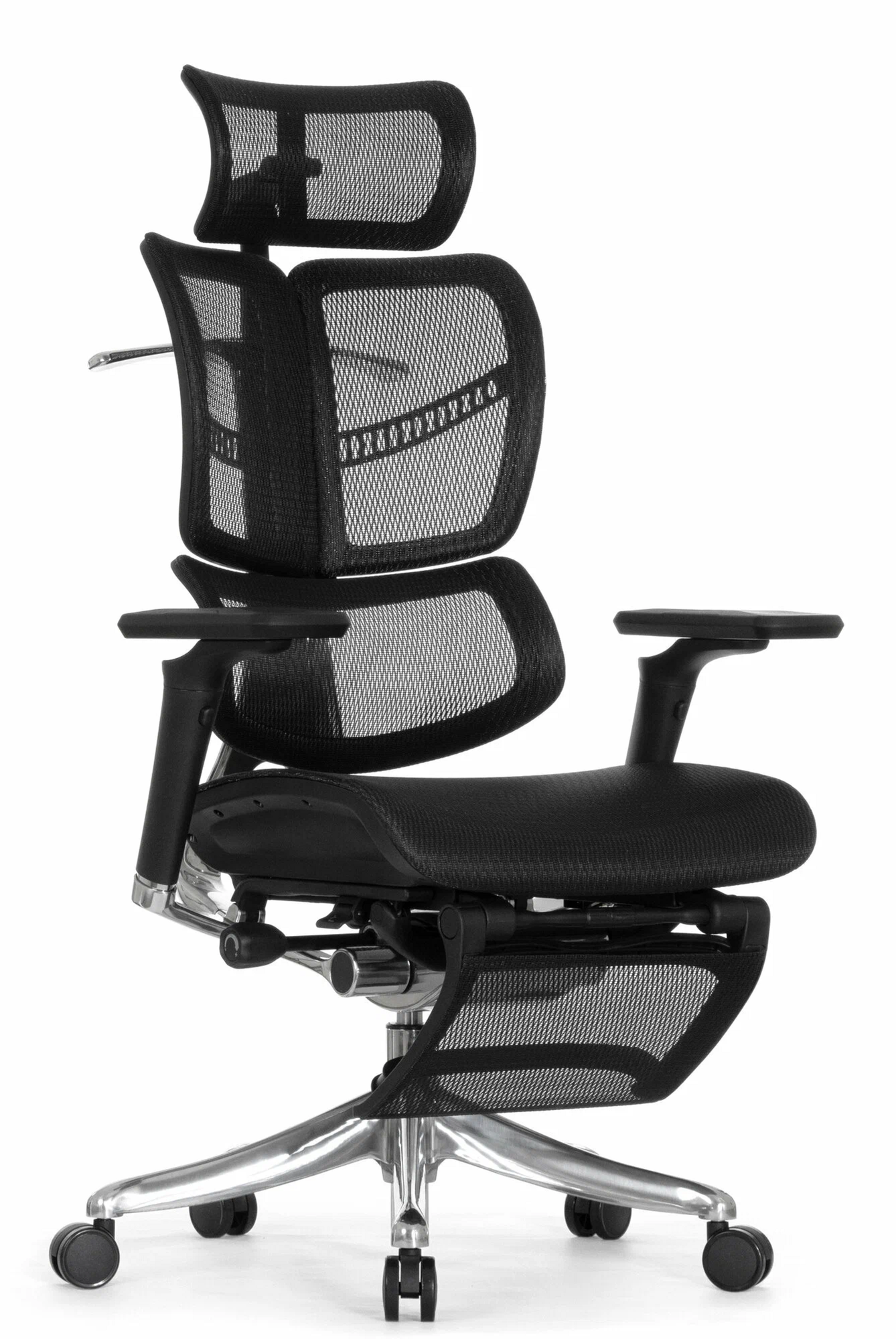 Кресло с подножкой FALTO FLY 2 (5D подголовник, подлокотники 6D(360), сетка, черный)