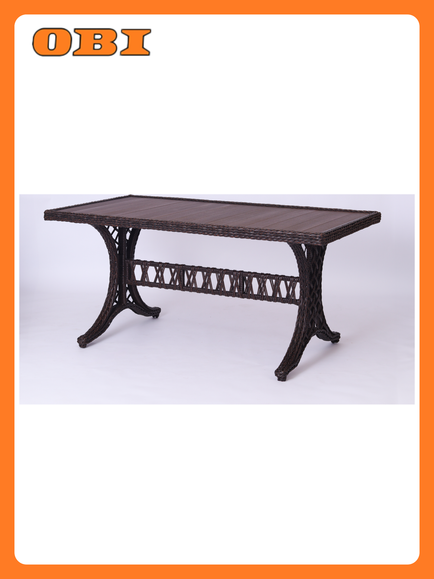 Стол садовый Medina разборный, иск. ротанг, с бамбуковой поверхностью, 160 см, темно-коричневый