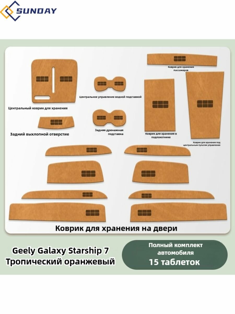 Антискользящие коврики вкладыши в ниши автомобиля Geely Galaxy Starship 7.