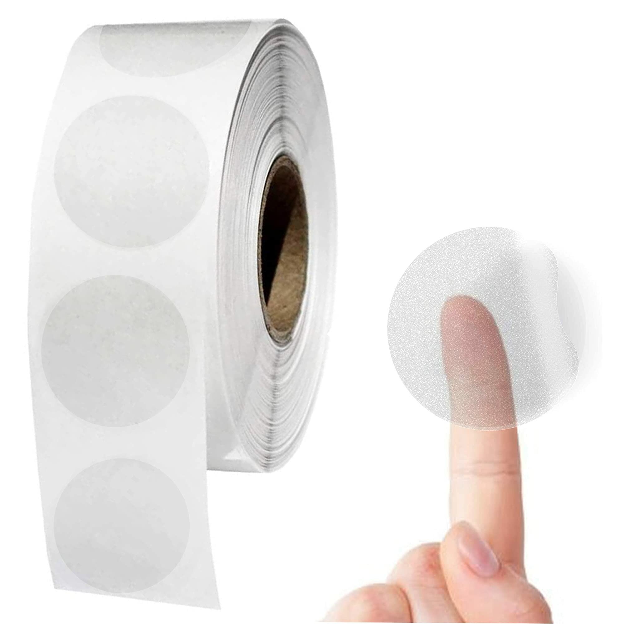 Транспarent 1-inch circular sticker, этикетка для запечатывания конвертов, круглая прозрачная самоклеящаяся этикетка для розничной упаковки, 1000 стикеров на рулон, Crystal clear, PVC (без хлора, без кислот, без растворителей)