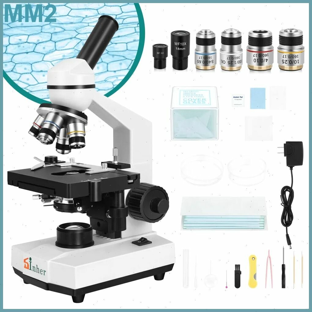 XSP-104 Биологический микроскоп для инспекции образования Бинокулярная головка с четырьмя объективами, наклонная 45, вращающаяся светодиодная лампа 360