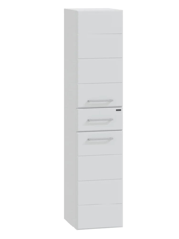 Шкаф-пенал для ванной СаНта Омега 30 подвесной, 30 см, белый, глянцевый, с ящиком, с дверками, из МДФ, фурнитура хром