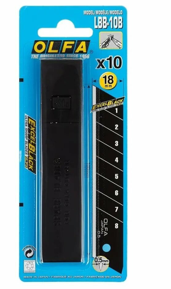 Лезвие OLFA BLACK MAX сегментированное, 1 упаковок,18х100х0,5мм
