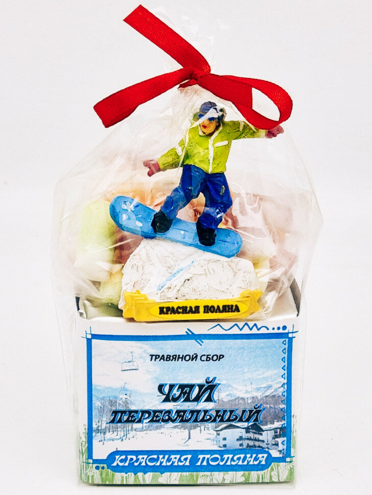 Краснополянский чай "Перевальный" 40гр + парварда 50гр Красная поляна с магнитом сноубордист 1