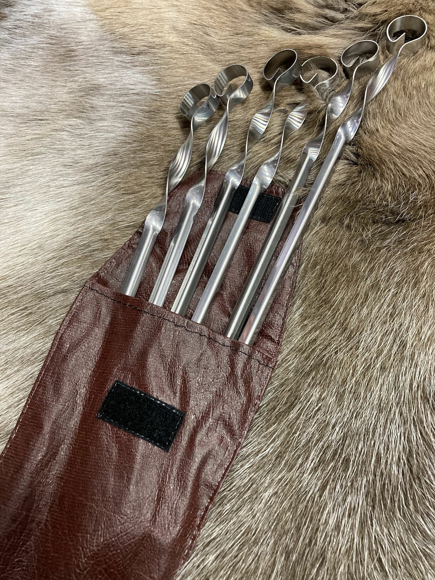 Набор угловых шампуров BG нерж. сталь 560 мм, 6 шт, чехол