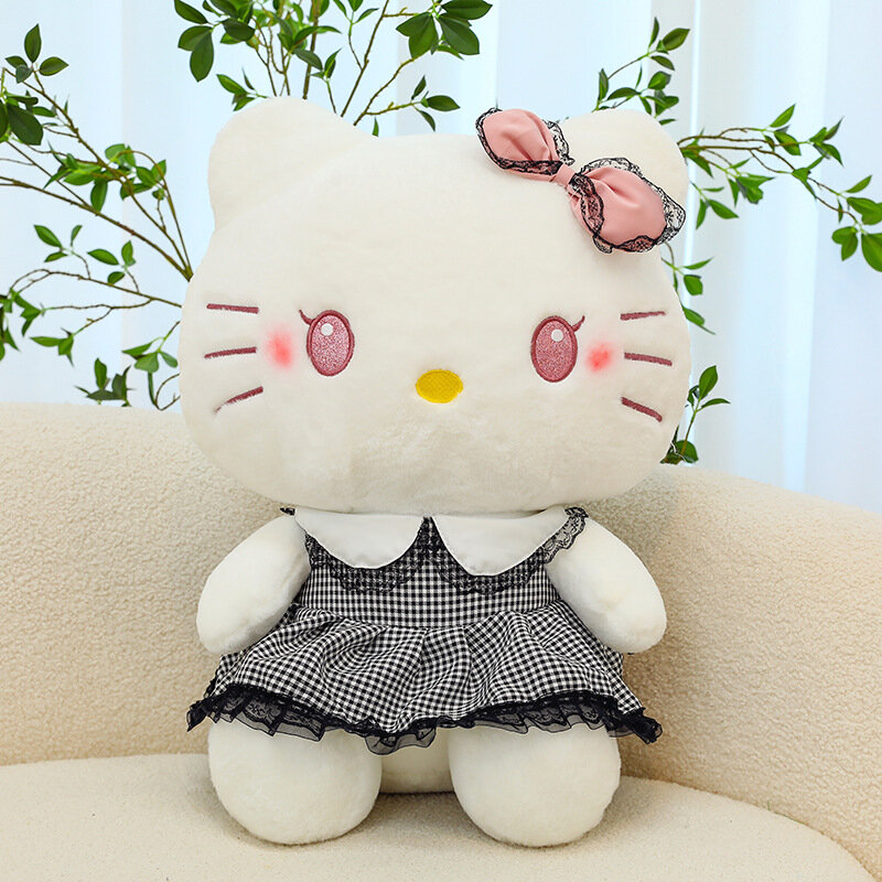 Готический плюшевый кукла Hello Kitty с розовым бантом, 70 см, мягкая игрушка для девочек