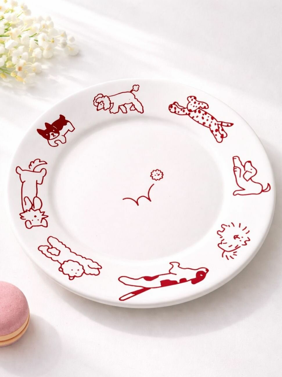 Тарелка "Собака", керамика, 21см, круглая, с принтом, для СВЧ, для посудомойки