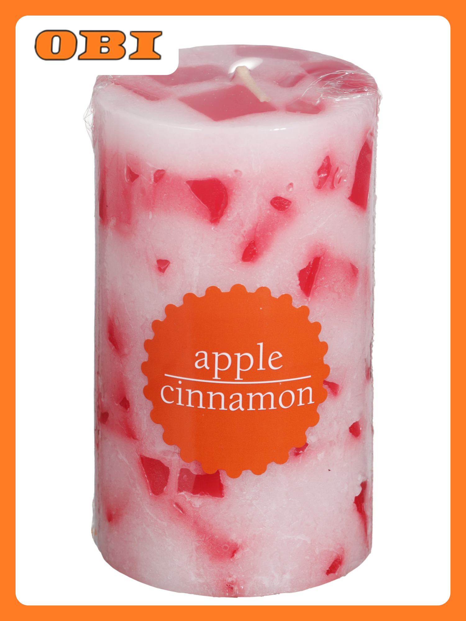 Свеча Home Interiors "Меланж Яблоко с корицей", цилиндрическая, 7x13 см, красная