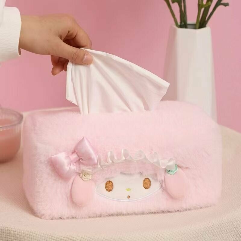 Оригинальная мультяшная коробка салфеток Sanrio, аниме-коробка Hangyodon My Melody, плюшевая коробка салфеток, минималистичный настольный картонный ящик для автомобилей