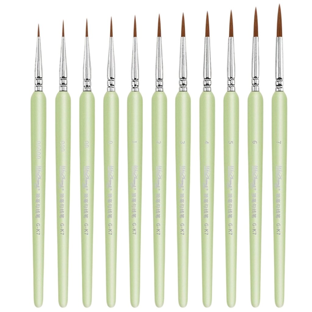 Набор Кистей для Рисования Деталей 11шт Миниатюрная Кисть с Эргономичной Ручкой для Тонкой Детализации и Акриловой Акварельной Масляной Росписи Лица