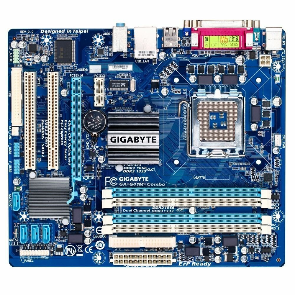 Материнская плата Gigabyte GA-G41M-COMBO-GQ, Socket 775, mATX