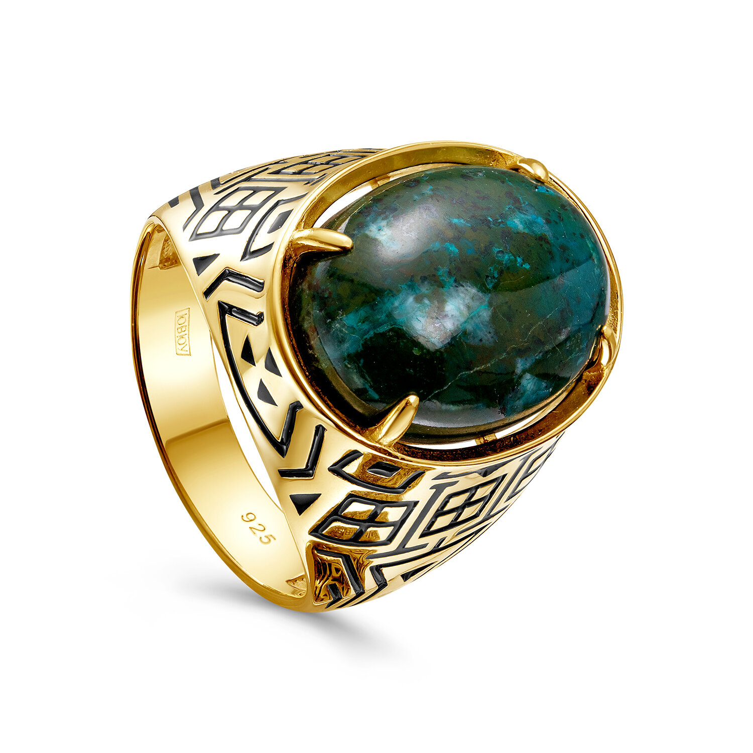 Кольцо, серебро, 925 проба, хризоколла