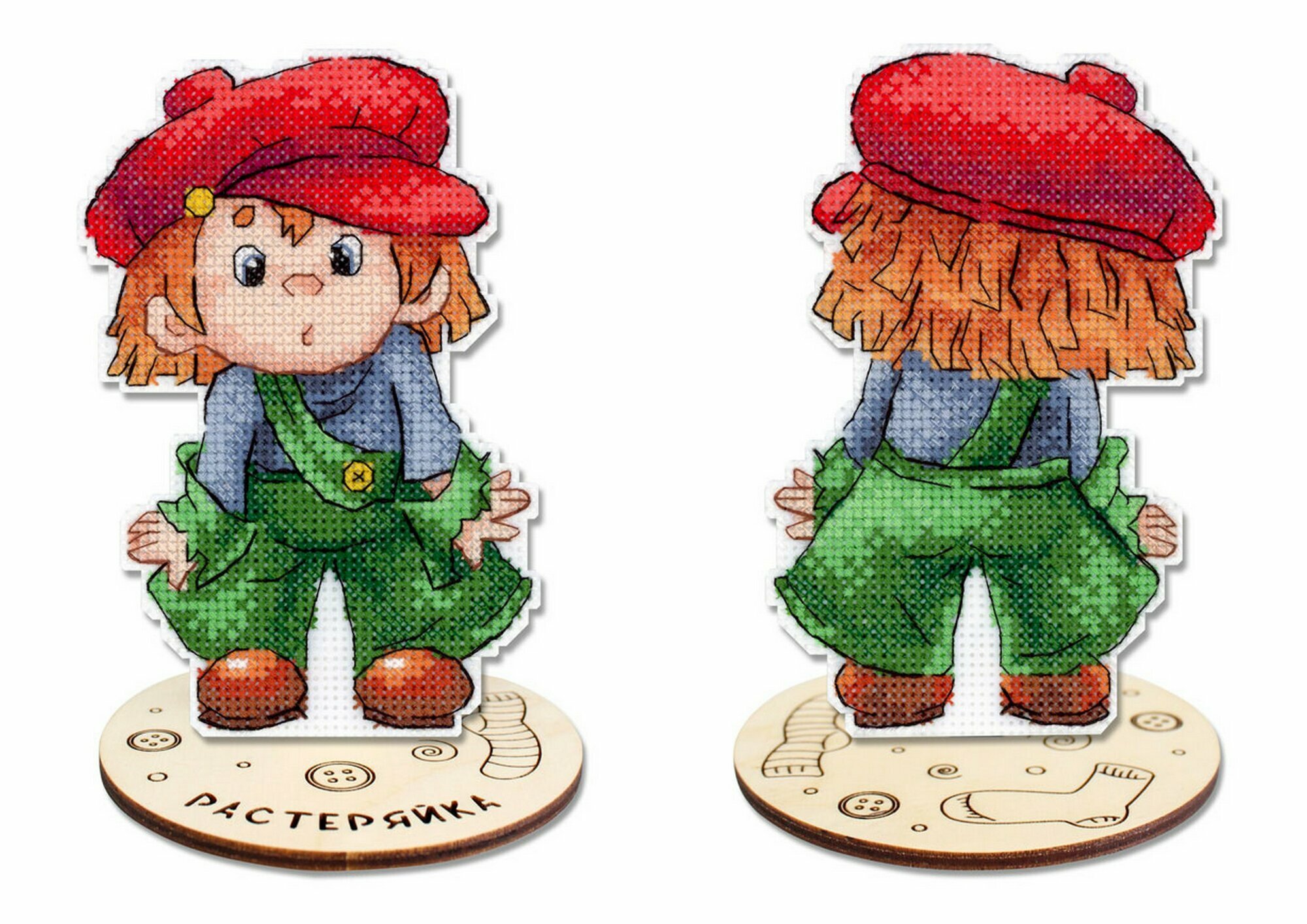 Вышивка Растеряйка, с подставкой 13x9 см.