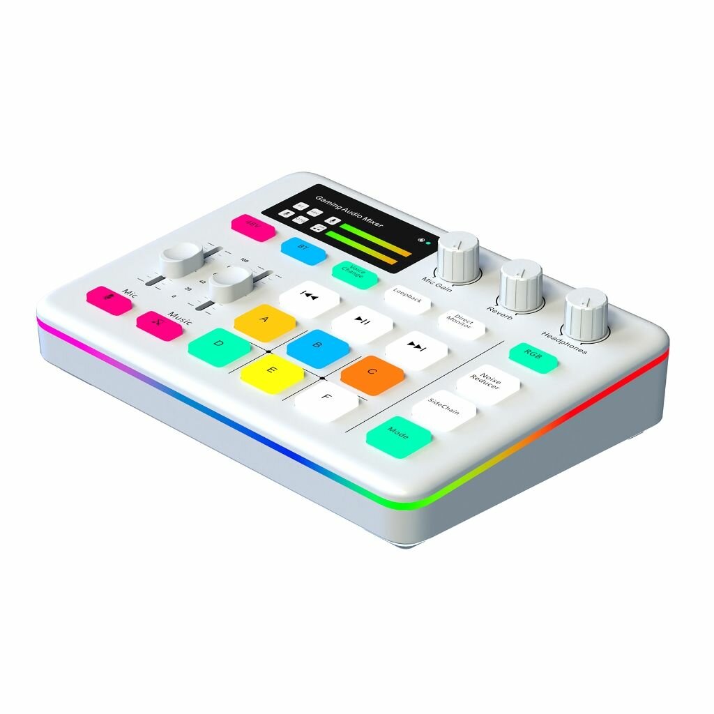 Геймерский звуковой микшер с Bluetooth и LED-эффектами, Белый