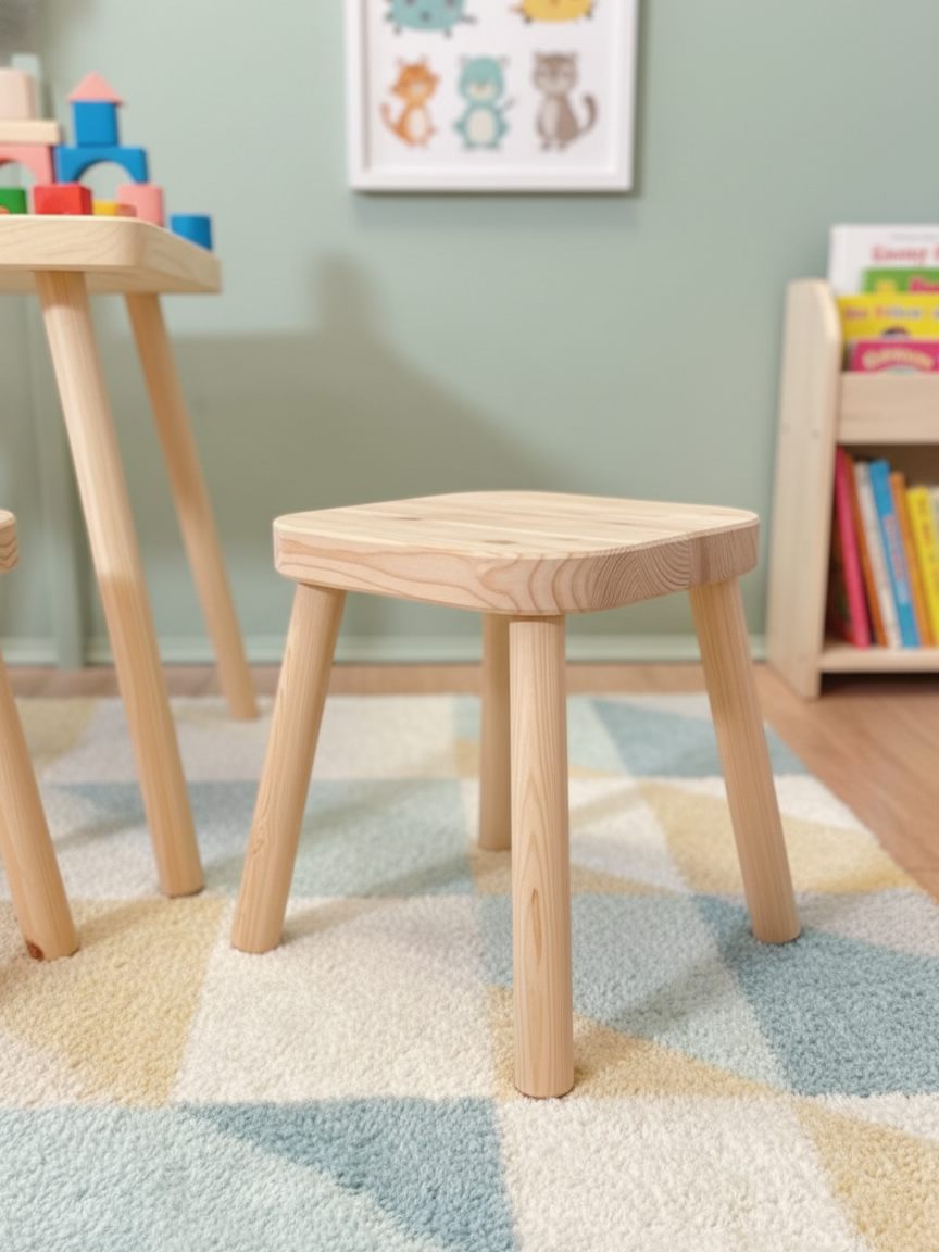 Стул детский Флисат из массива сосны, высотой 28 см, цвет натуральное дерево