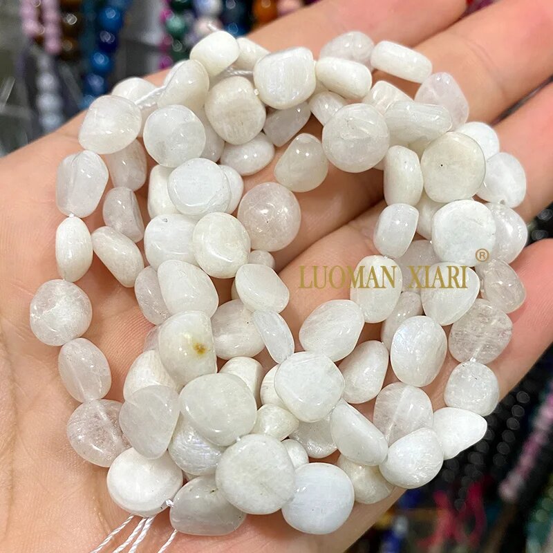 Бусины из ларимара LUOMAN XIARI 8-10 мм Белый, blue moonstone