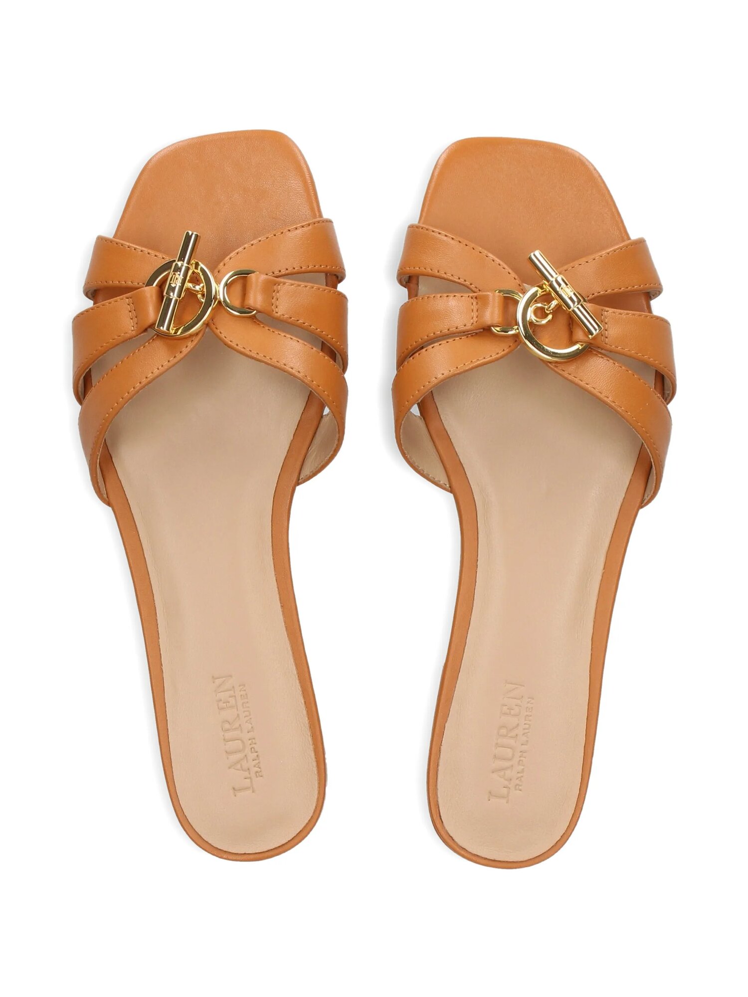 Босоножки Lauren Ralph Lauren Leather flat sandals, размер 10, brown — фото 1