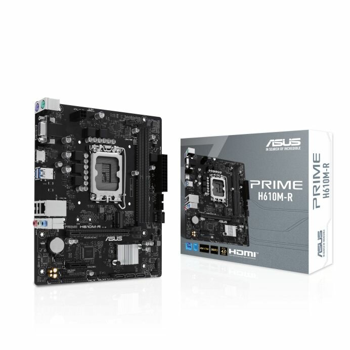 Материнская плата ASUS PRIME H610M-R-SI, LGA1700, mATX, 2xDDR5, VGA, HDMI, DP, M.2, LAN 1Gb