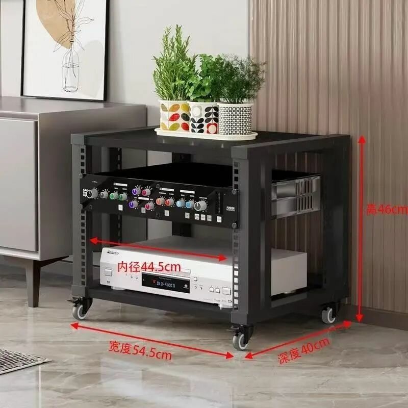 Стойка Для Hi Fi Аппаратуры 2 Этажа, Металлический стальной каркас, регулируемая высота, 55x40x46см