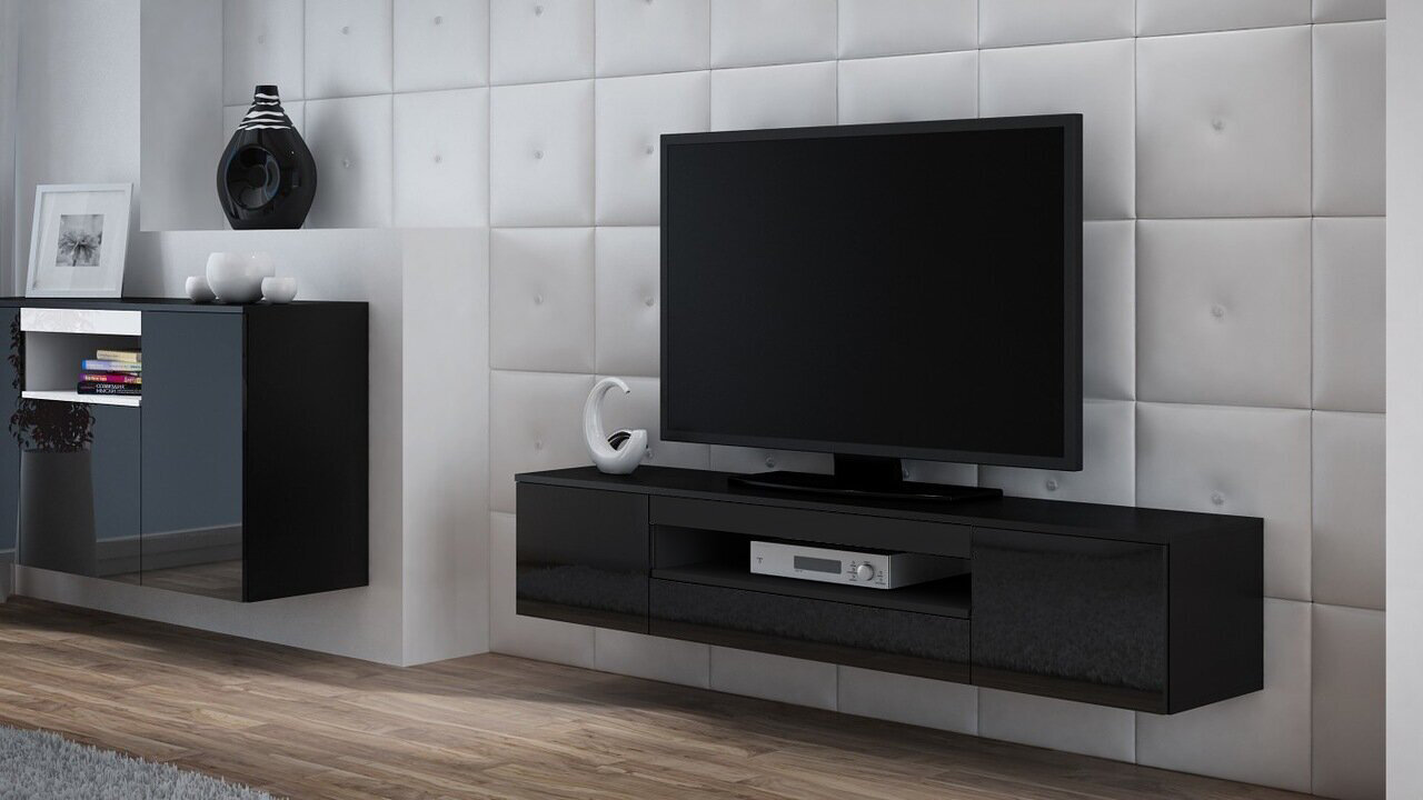 ТВ-тумба Вина МДФ 341.22 Черная (м425к) NOW 180x40x37 см, черный Фиеста в наличии