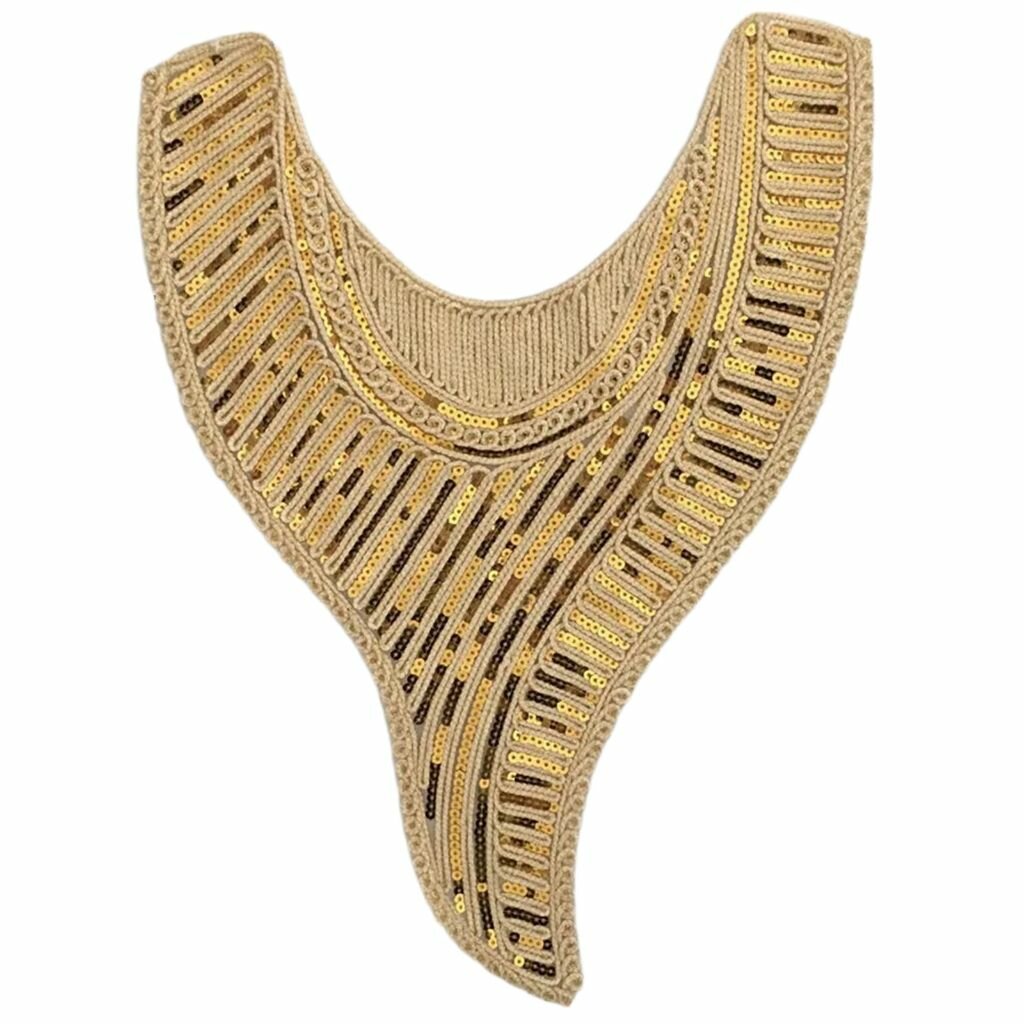 Вышитый кружевной воротник с бисером и блестками