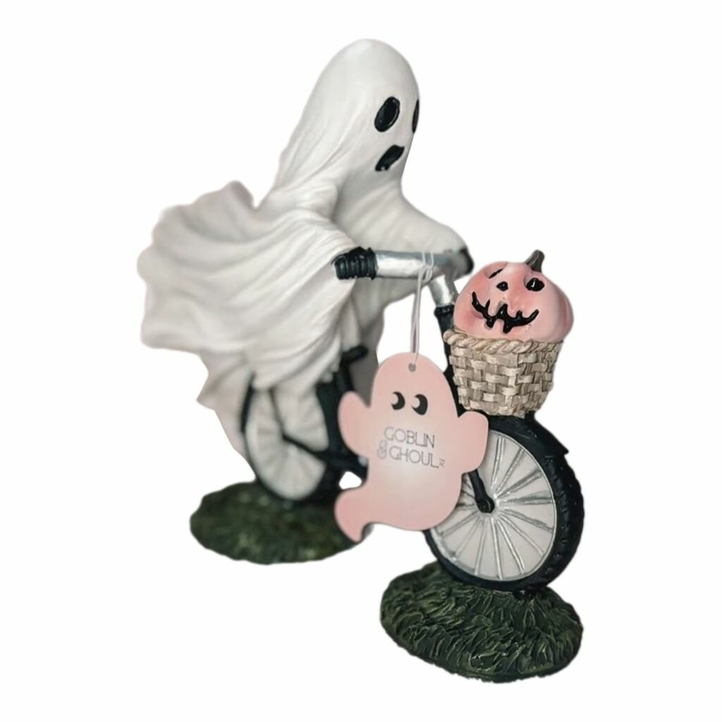 Хэллоуин Призрачные велосипедисты и тыквенная статуя из смолы Велосипеды Статуэтка Скульптура Домашний декор Украшение стола