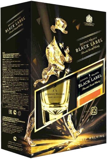 Виски "Black Label", gift box with glass, 0.7 л