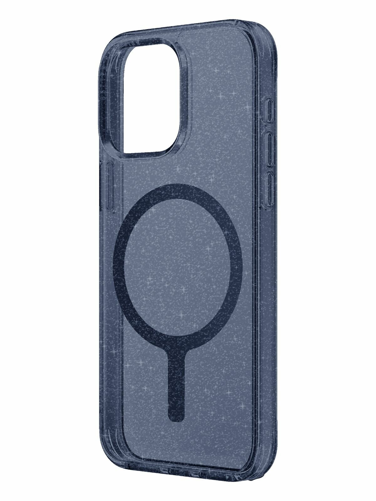 Чехол Uniq Lifepro Xtreme MagSafe на Apple iPhone 15 Pro / для Айфон 15 Про ударопрочный, с защитой камеры и экрана, прозрачный синий с блестками