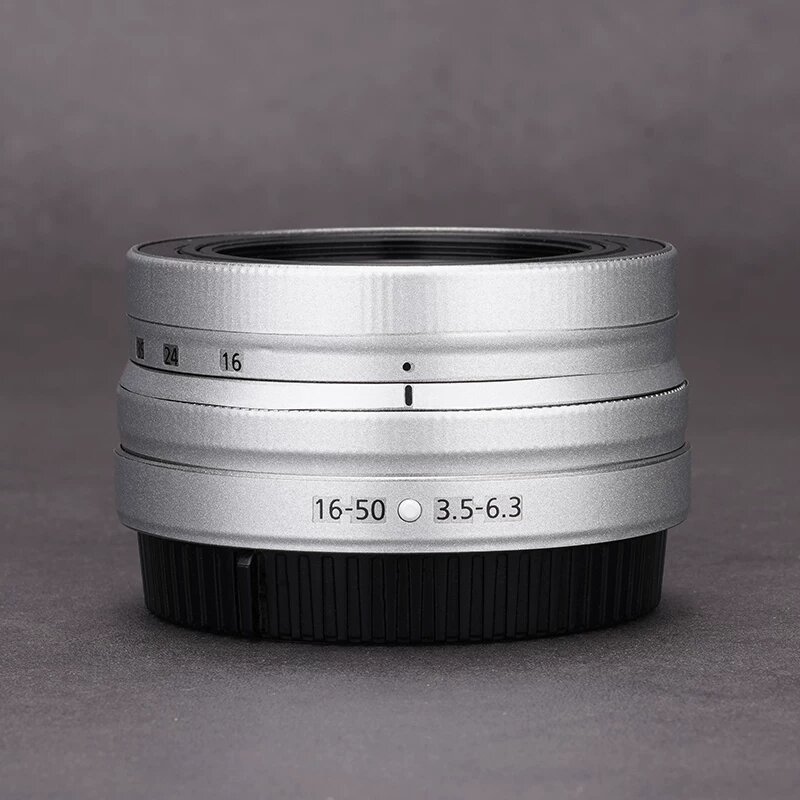 Защитная пленка для объектива Nikon DX 16-50mm f/3.5-6.3 с матовым металлическим серебром, устойчивая к царапинам для
