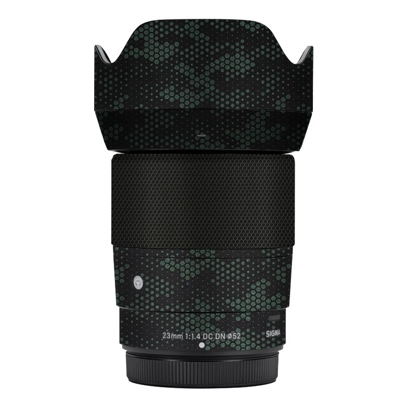 Защитная пленка для объектива Sigma 23mm f/1.4 Fuji Mount - зеленая матовая пленка с 3M клеем, змеиный рисунок