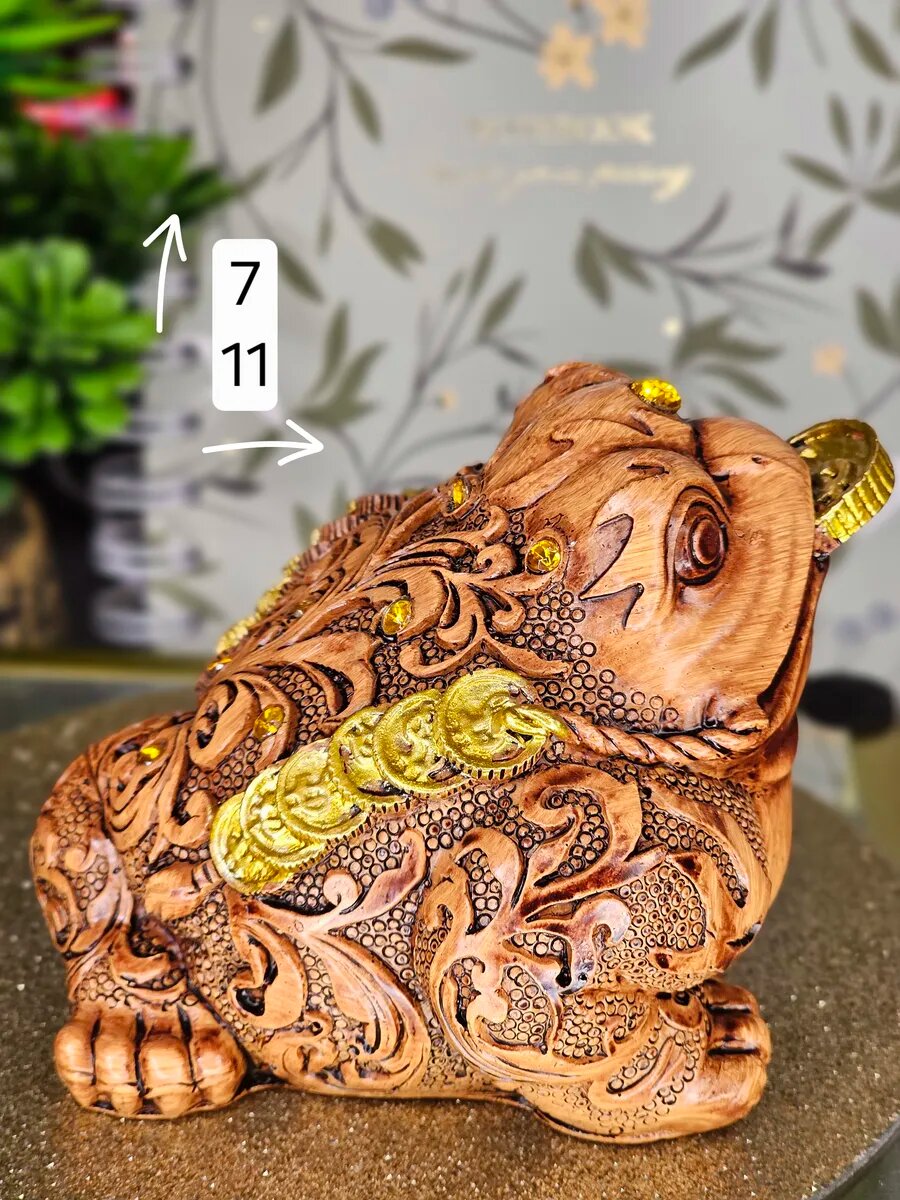 Статуэтка фигурка трехлапая жаба с монетой 7×11 см