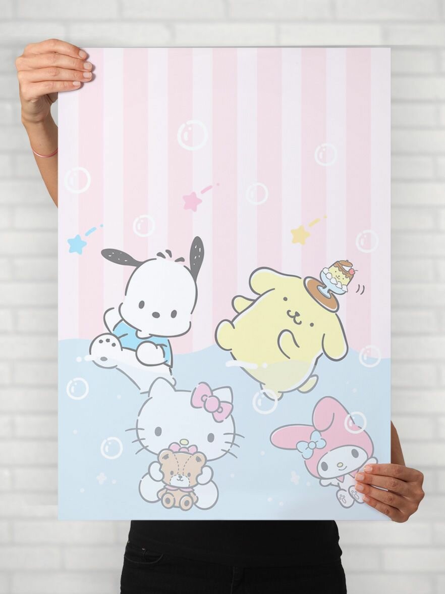 Плакат на стену для интерьера Персонажи Санрио (Sanrio 15) - Постер по милым героям формата A2 (42x61 см)