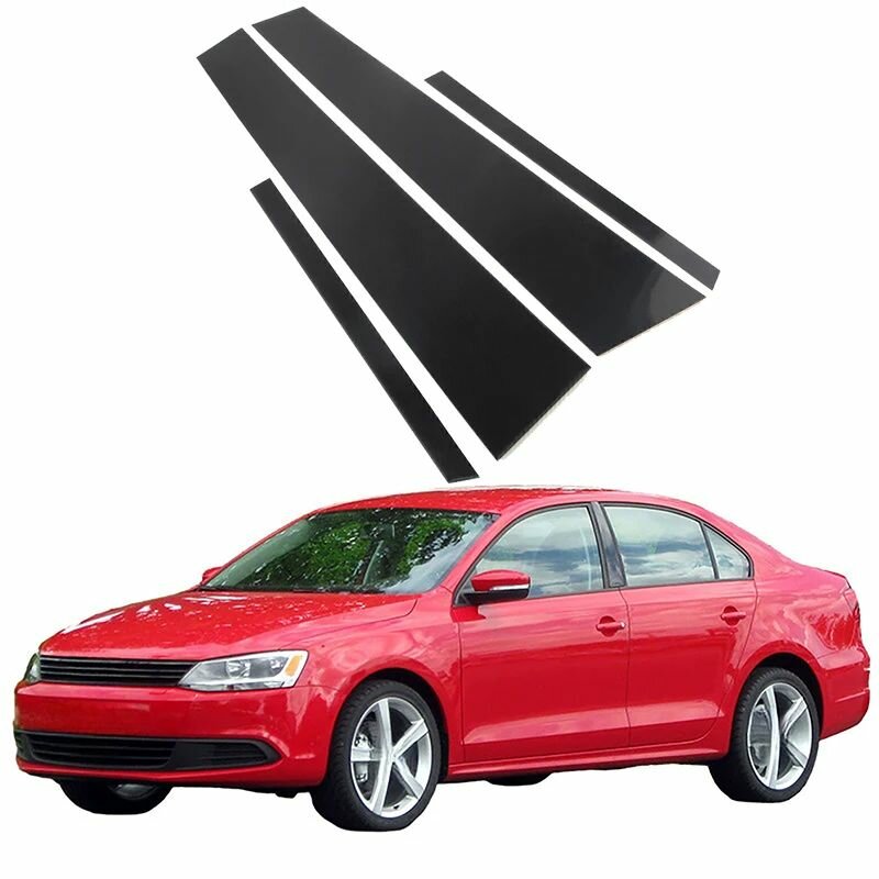 Автомобильные стойки для Volkswagen Jetta Vento Fit Pyeonghwa Zunma 1606 2011-2018, глянцевые черные накладки на дверные окна