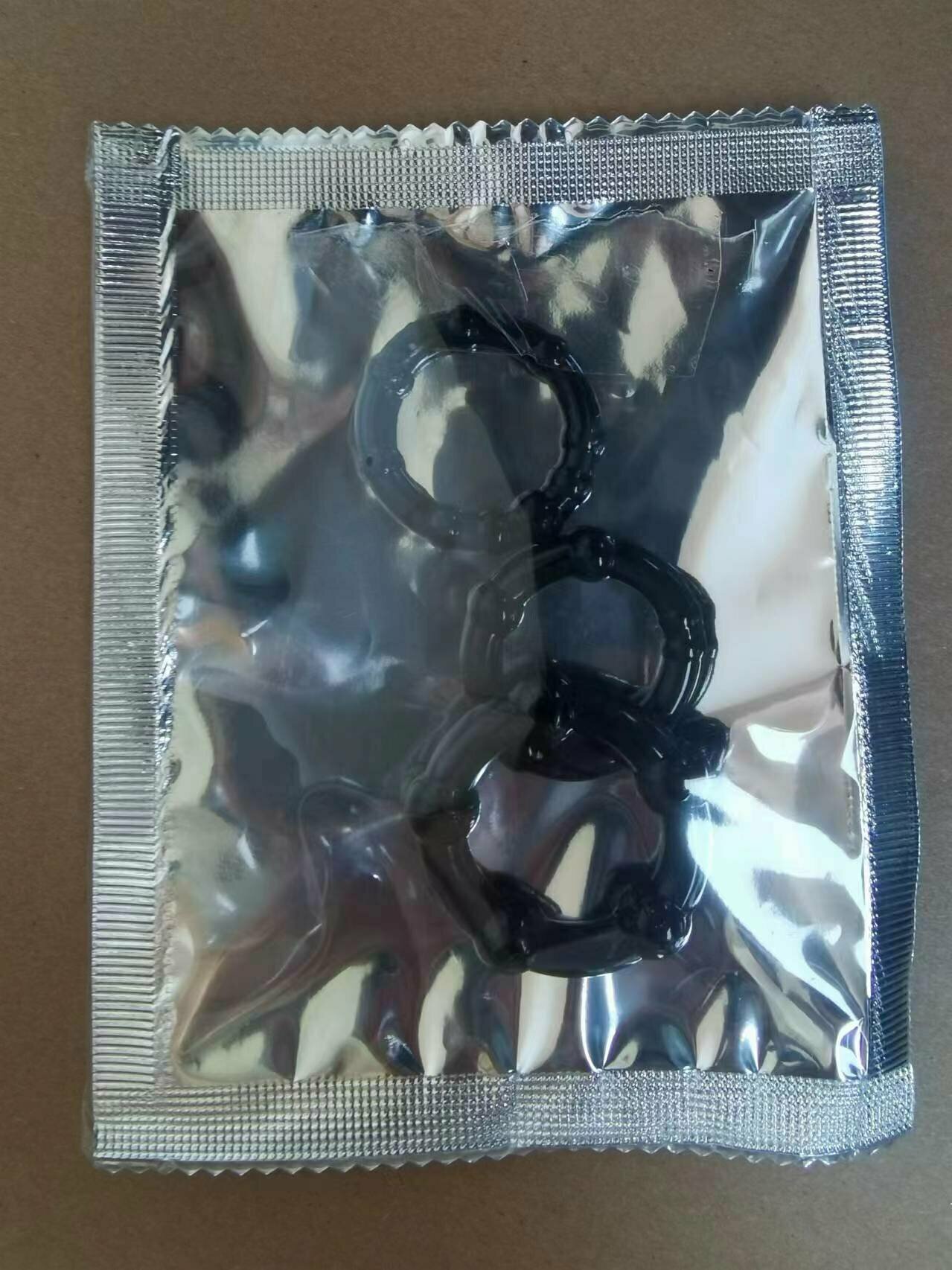 Мужское кольцо с трехцветным кольцом с задержкой Кольцо для полового члена черный (мешок из алюминиевой фольги)