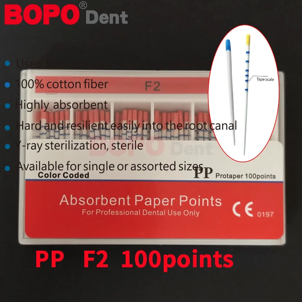 Стерильные эндодонтические бумажные наконечники mixed size PP-F2-Mark