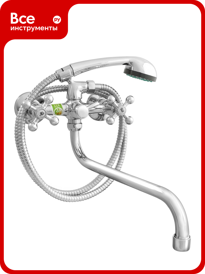 Ванно-душевой смеситель Juguni двуручный, JGN0140, кран-бук 0402.656, латунный, серый, с поворотной конструкцией, 35 см