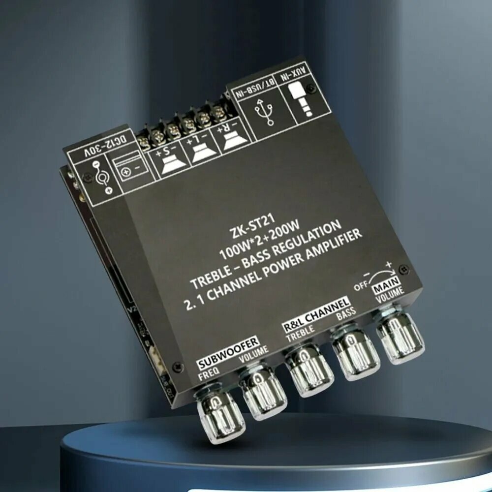 ZK-ST21 2.1 канал Bluetooth усилитель плата DC12-30V 10A 100W+100W+200W чип TPA3221