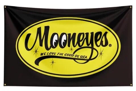 Флаг Mooneyes 90x150 см, черный, 4 люверса