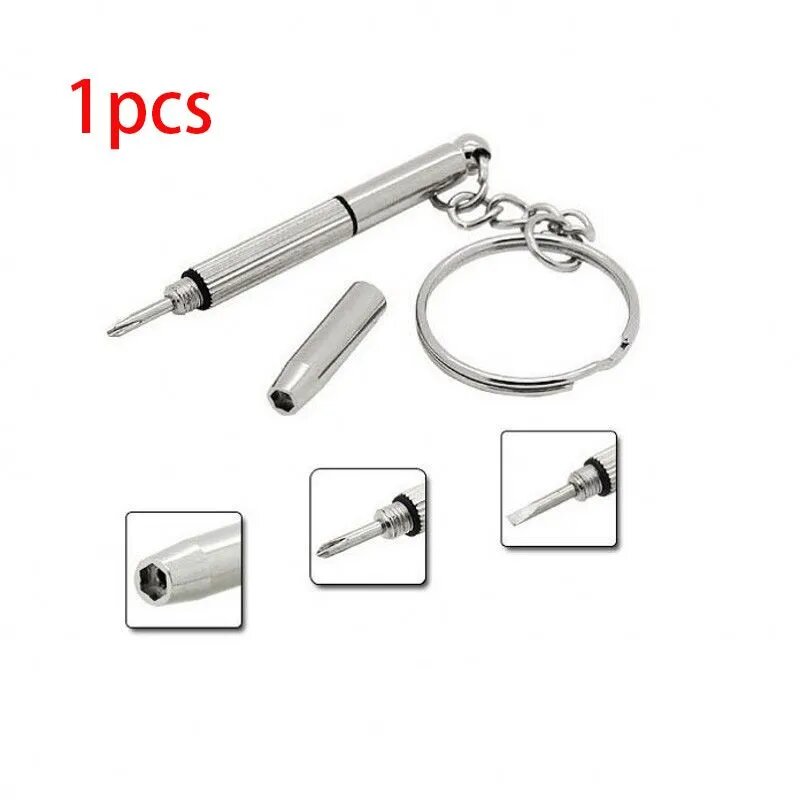 Мини-отвертка для очков 3 в 1 с крестовой и звездной отвертками на цепочке