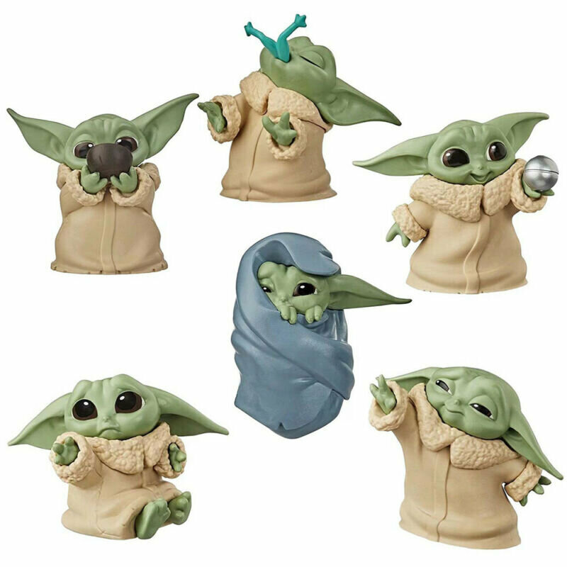 6 шт Star Wars Baby Yoda Kid Mandelian Картина Игрушка Коллекция Кукла Детский подарок (зеленый)