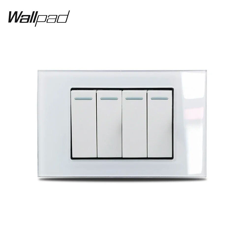 Wallpad белый стеклянный многопозиционный выключатель 4 Gang Switch
